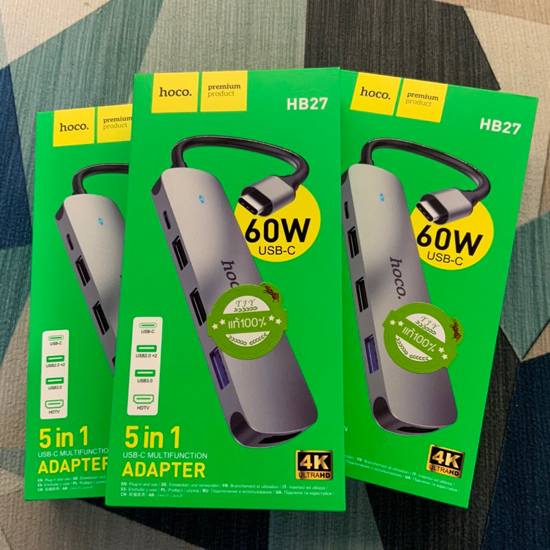 Hoco HB27 Easy display HUB Type-C เป็น HDTV+ USB3.0 + USB2.0 + SD + TF ...