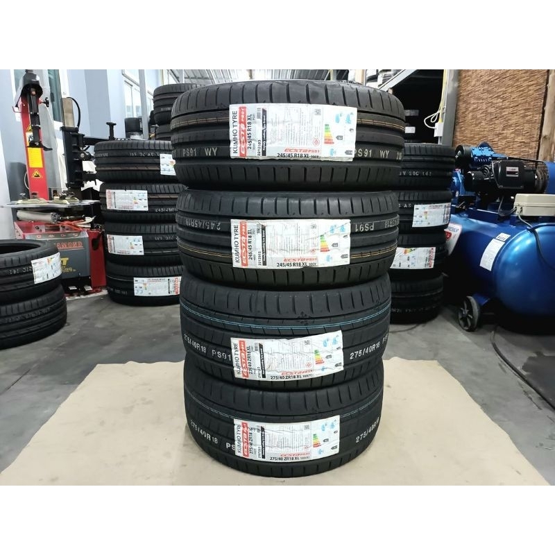 ยางใหม่ค้างปี 245/45R18, 275/40R18 Kumho Ecsta PS91 ผลิตปี 2022 ประกันบวม 2 ปี จุ๊บลม 4 ตัว จัด ...