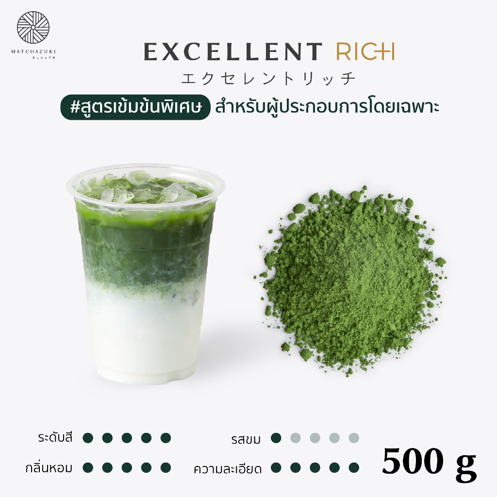 MATCHAZUKI ผงชาเขียวมัทฉะพรีเมี่ยมจากญี่ปุ่น เกรด Excellent 500g (エクス ...