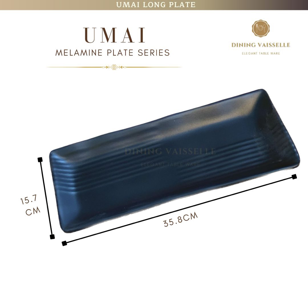 จานญี่ปุ่น Umi Long plate จานเมลามีนแท้100% จานสีดำ เนื้อMelamineอย่าง ...