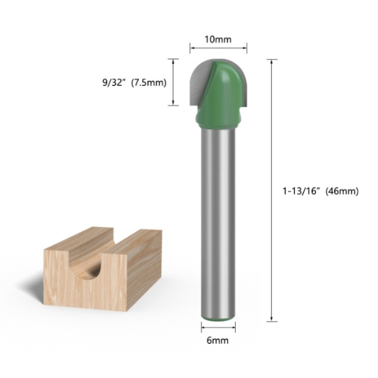 Router Bit Tool ดอกเร้าเตอร์ทังสเตน ทรงกลม ด้าม 6 มม. สําหรับงานไม้ (1 ...