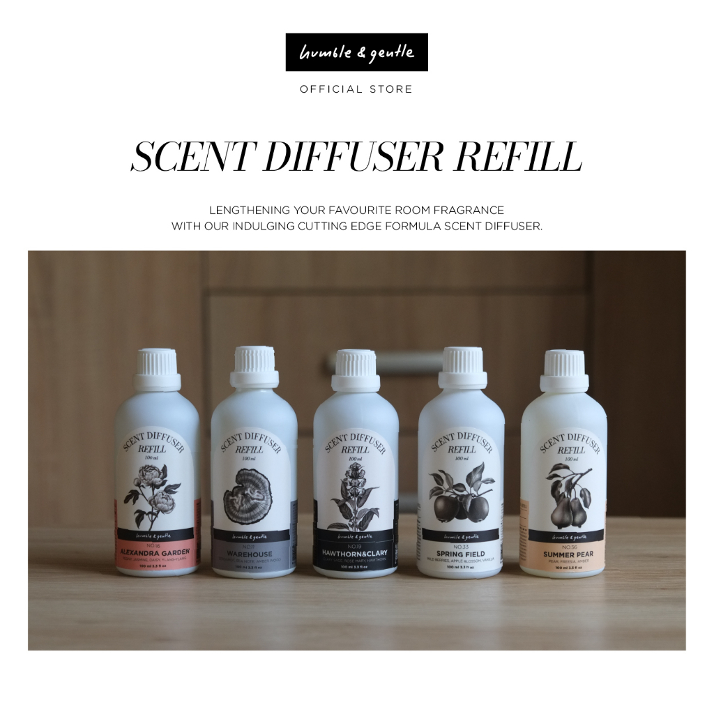 Humble&gentle : Scent Diffuser Refill 100ml น้ำหอมปรับอากาศขวดเติม ขนาด 100ml พร้อมก้านไฟเบอร์ 5 ...