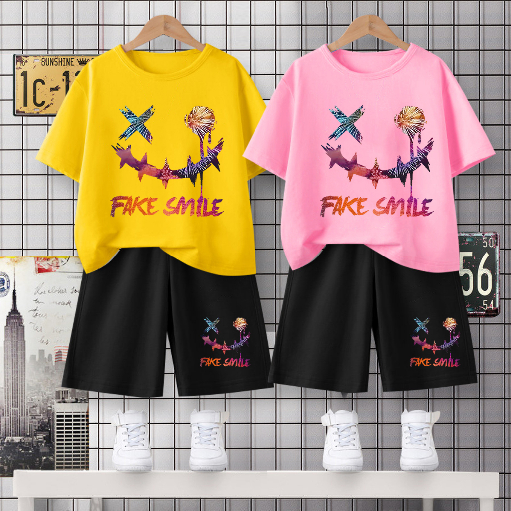 H442+F442B พร้อมส่งในไทย ชุดเซ็ทเด็กเสื้อยืด+กางเกงขาสั้น สไตล์แฟชั่น ...