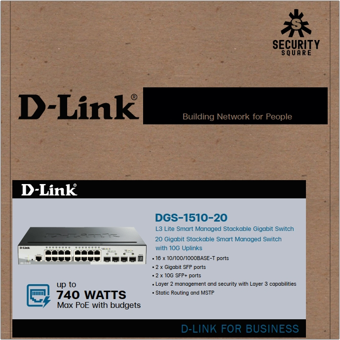 D-Link Smart Managed Switches 16-port UTP 10/100/1000Mbps, 2-port Gigabit SFP; 2-port 10G SFP+ ...