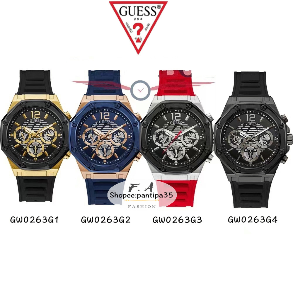F.A Guess ของแท้100% แฟชั่นหน้าปัดใหญ่ดีไซน์สามตานาฬิกาแบรนด์เนมเทป ...