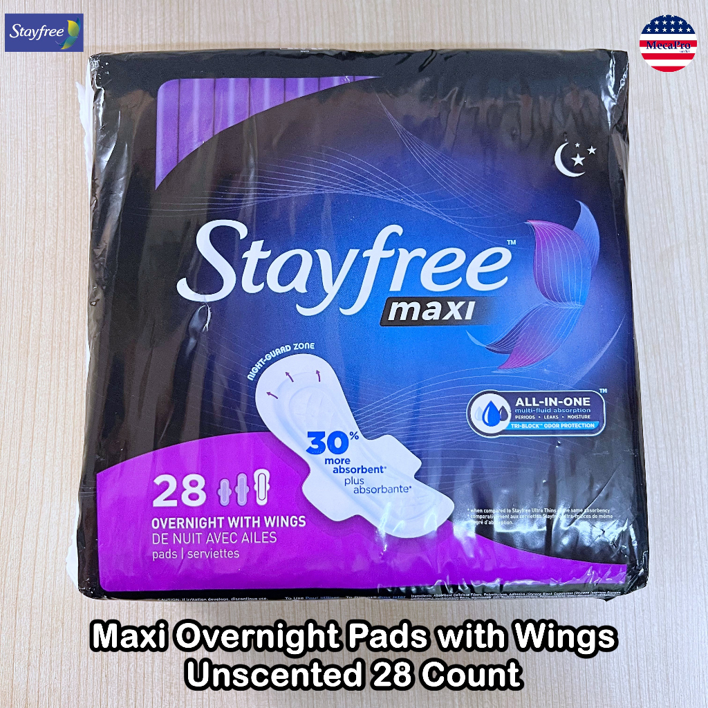 Stayfree® Maxi Overnight Pads with Wings Unscented 28 Count ผ้าอนามัย ...