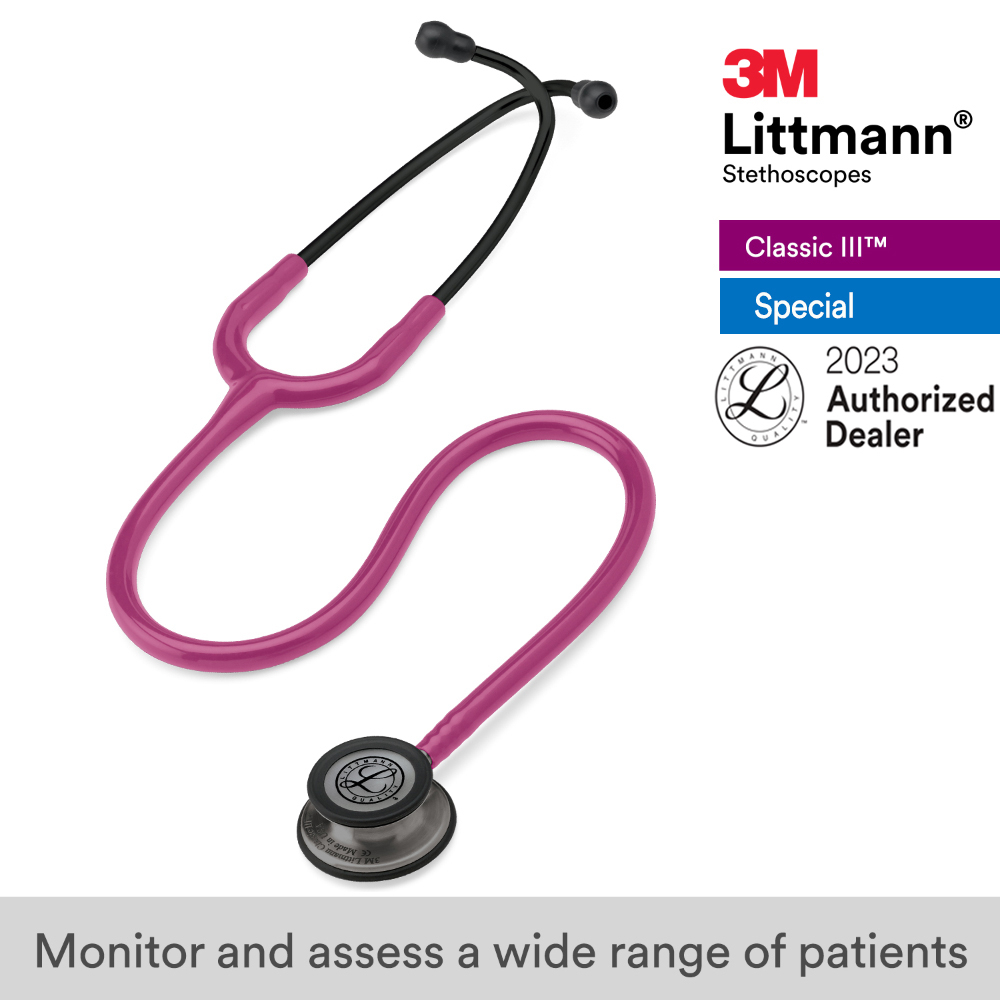 3M Littmann Classic III 27 inch, #5871 (Raspberry Tube, Smoke-Finish ...