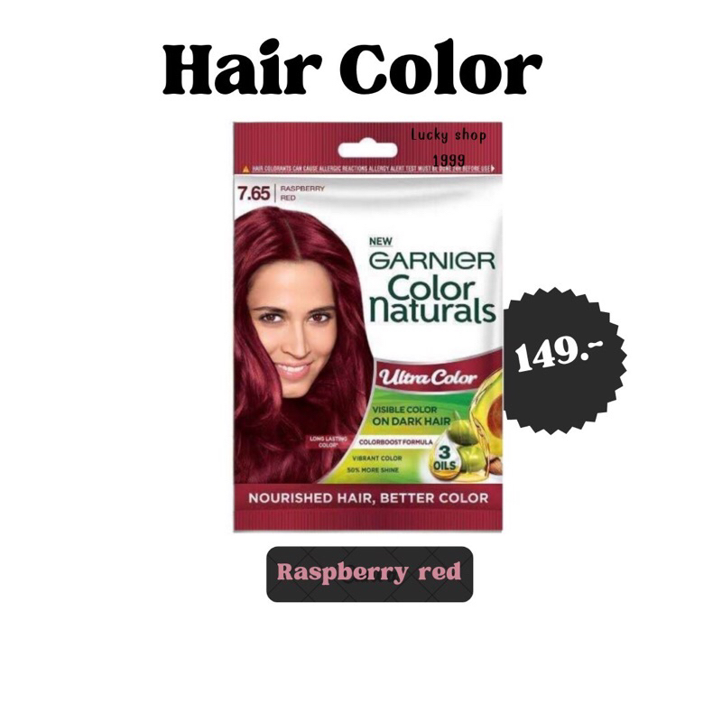 สีย้อมผม Garnier (Raspberry red สีเเดงราส) | Shopee Thailand