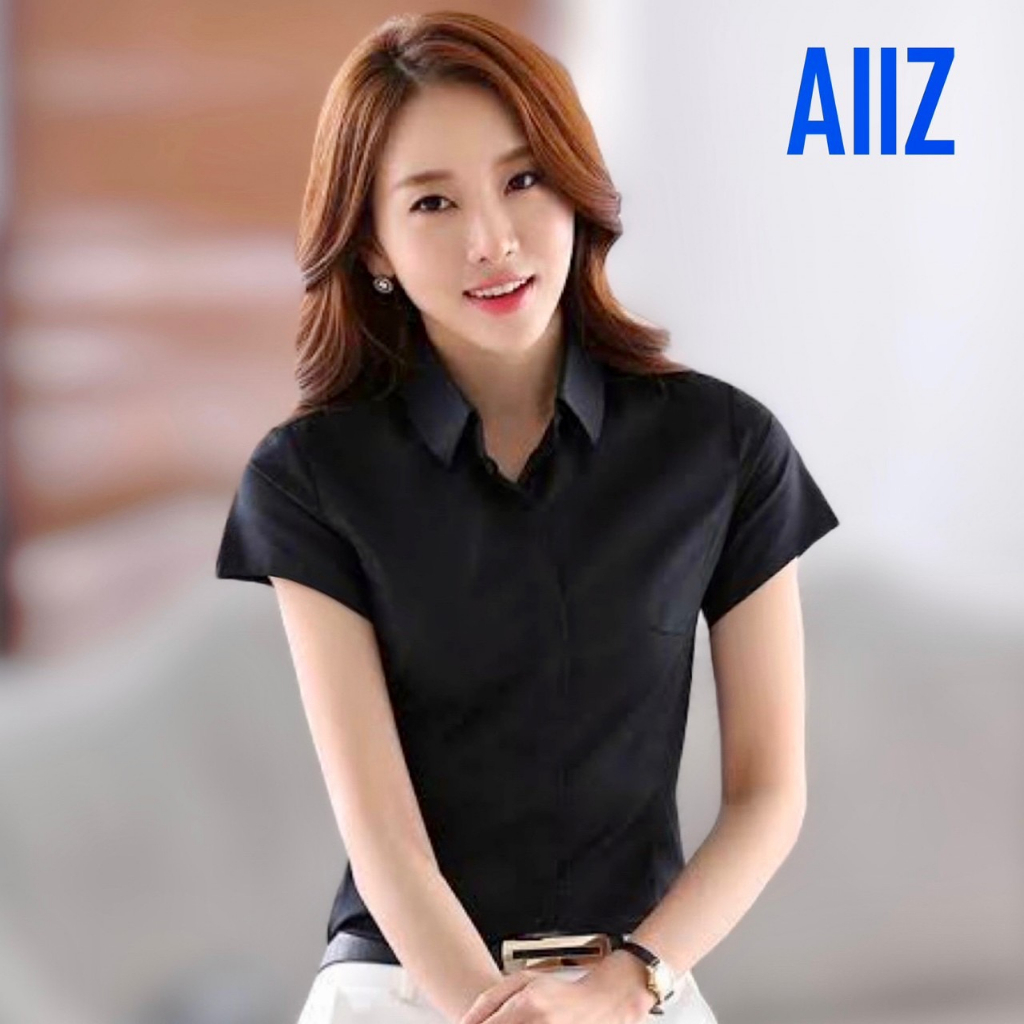 AllZ (เอทูแซด) เสื้อเชิ้ตแขนสั้นผู้หญิงแบรนด์ AllZ สีดำ เนื้อผ้า Cotton 100% สินค้าป้ายห้อยค่ะ ...