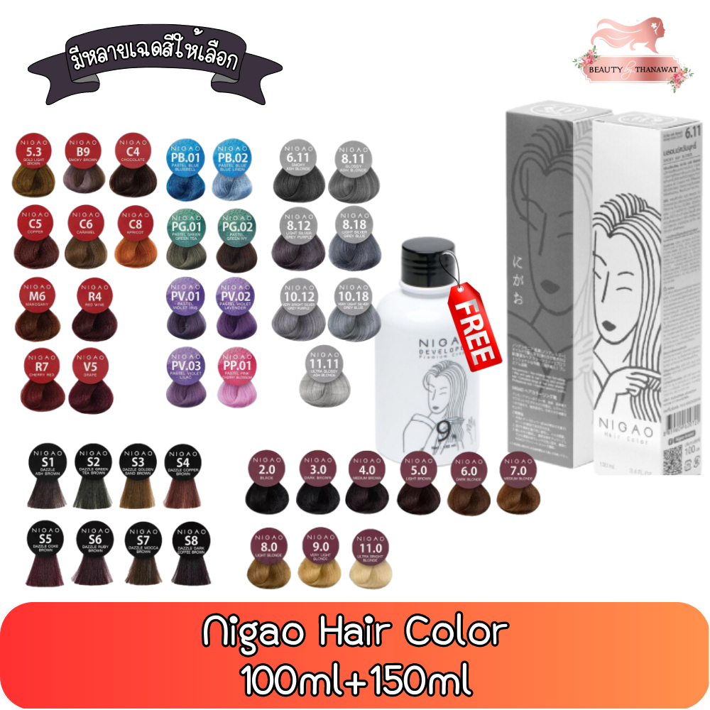 Nigao Hair Color 100ml+150ml นิกาโอะ ครีมเปลี่ยนสีผม 100มล+150มล **ในเซตแถมไฮโดรเจนตามคำแนะนำของ ...