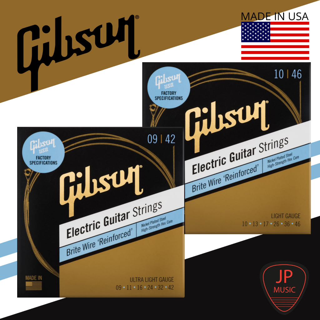 GIBSON BRITE WIRE 'REINFORCED' ELECTRIC GUITAR STRINGS สายกีต้าร์ไฟฟ้า ...