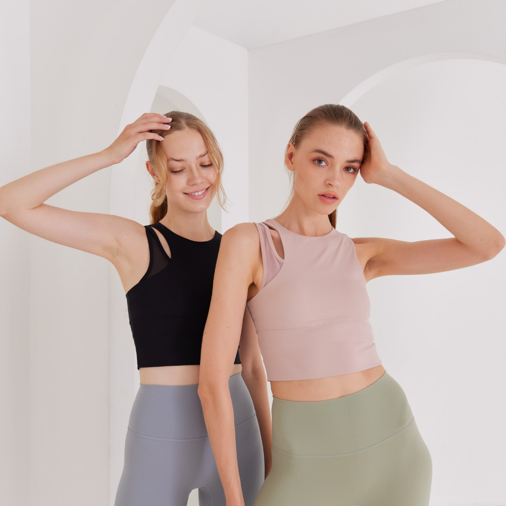 Penny Activewear สปอร์ตบรา สายพาดมีซีทรูข้างขวา บราครอป ตัวยาว มีฟองน้ำ ...