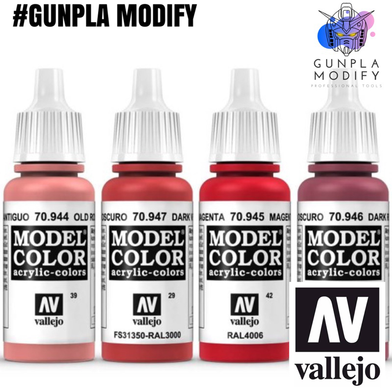 Vallejo Model Color สีอะคริลิคสูตรน้ำ Old Rose, Dark Vermilion, Magenta ...