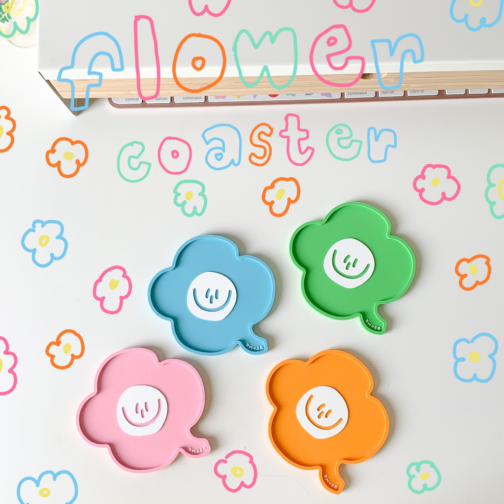 amuse stuff-flower coaster ที่รองแก้วน้ำรูปดอกไม้ | Shopee Thailand