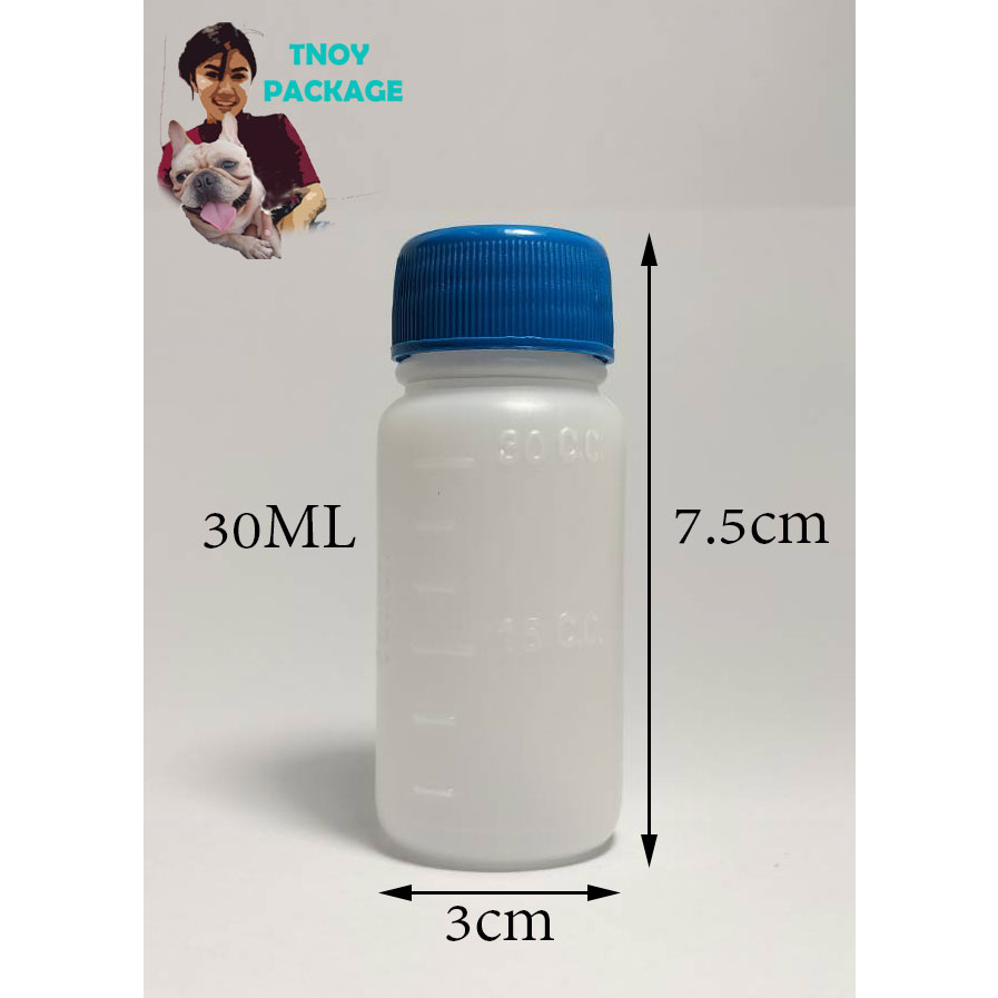 ขวด 30 มล. (100ใบ) ขวดพลาสติก 30cc ขวดพลาสติกขาวมีขีด 30ml + ฝาพลาสติก | Shopee Thailand