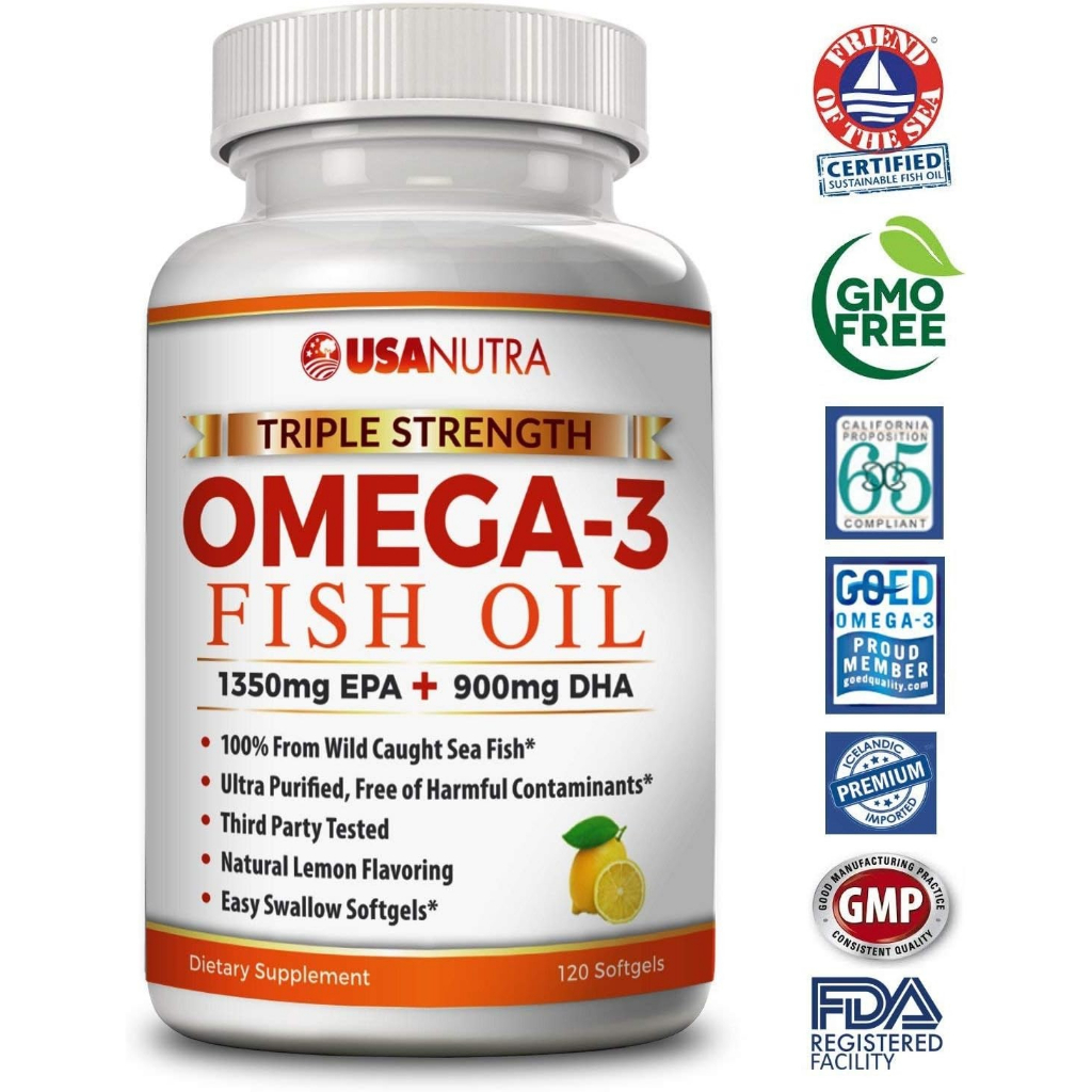 วิตามิน โอเมก้า+ดีเอชเอ Omega 3 Fish Oil 1350 mg.EPA + 900mg. DHA ...