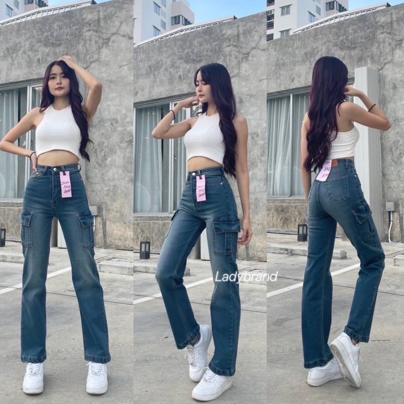 กางเกงยีนส์คาร์โก้ cargo jeans งาน(ป้าย) chuu -5kg | Shopee Thailand
