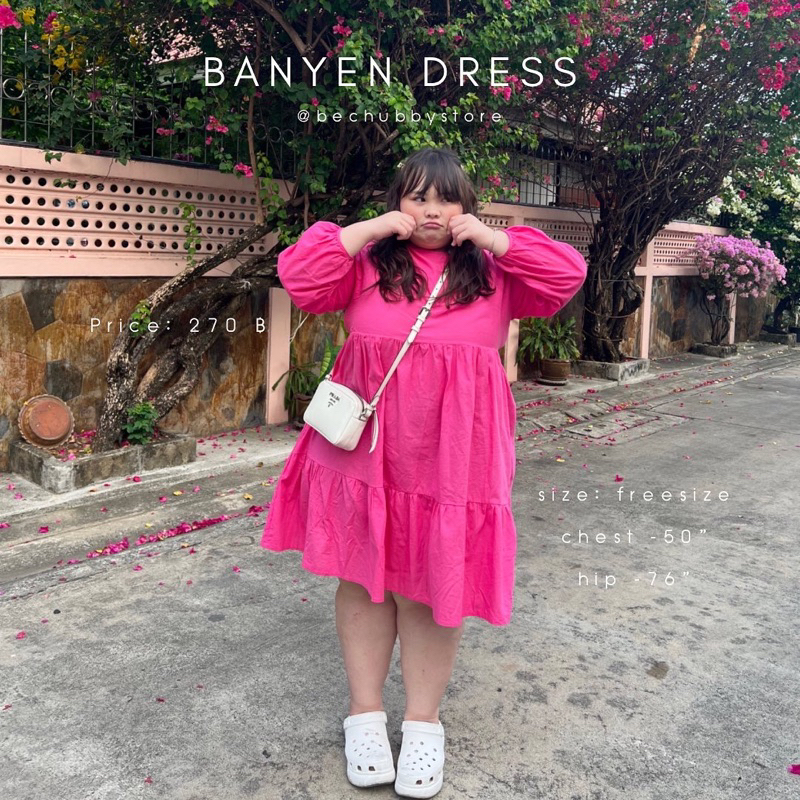 “Banyen dress” เดรสสีบานเย็น เดรสสาวอวบสั้น ไซต์ใหญ่ | Shopee Thailand
