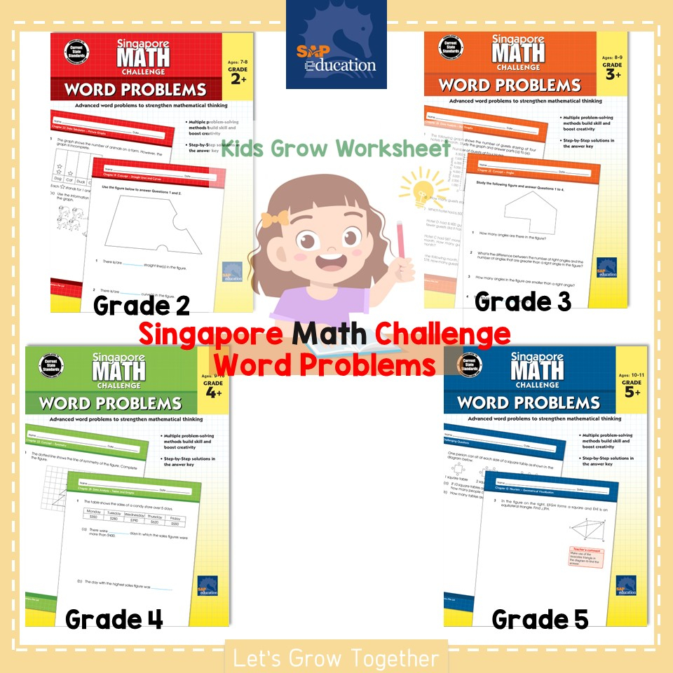 Singapore Math Challenge Word Problem Worksheet with Answeแบบฝึกหัด ...