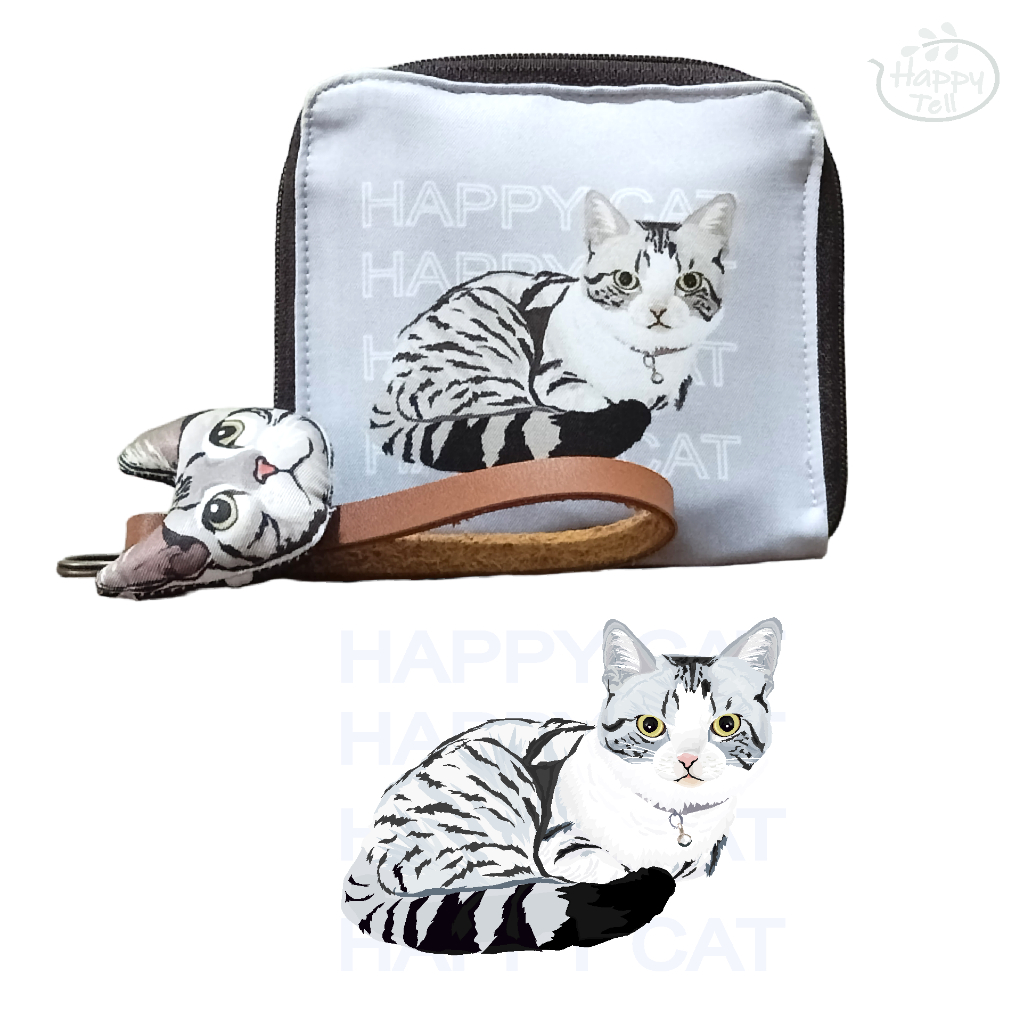 Happy Tell กระเป๋าสตางค์ใบสั้น ผ้าไมโครพิมพ์ลาย สายยาว10 ซม Wallet bag ...