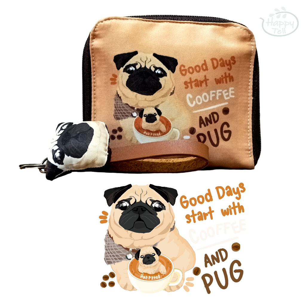 Happy Tell กระเป๋าสตางค์ใบสั้น ผ้าไมโครพิมพ์ลาย สายยาว10 ซม Wallet bag ...