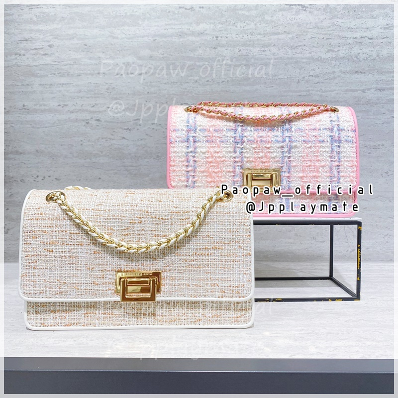 กระเป๋า Charles & Keith รุ่น Metallic Push-Lock Tweed Bag : CK2 ...