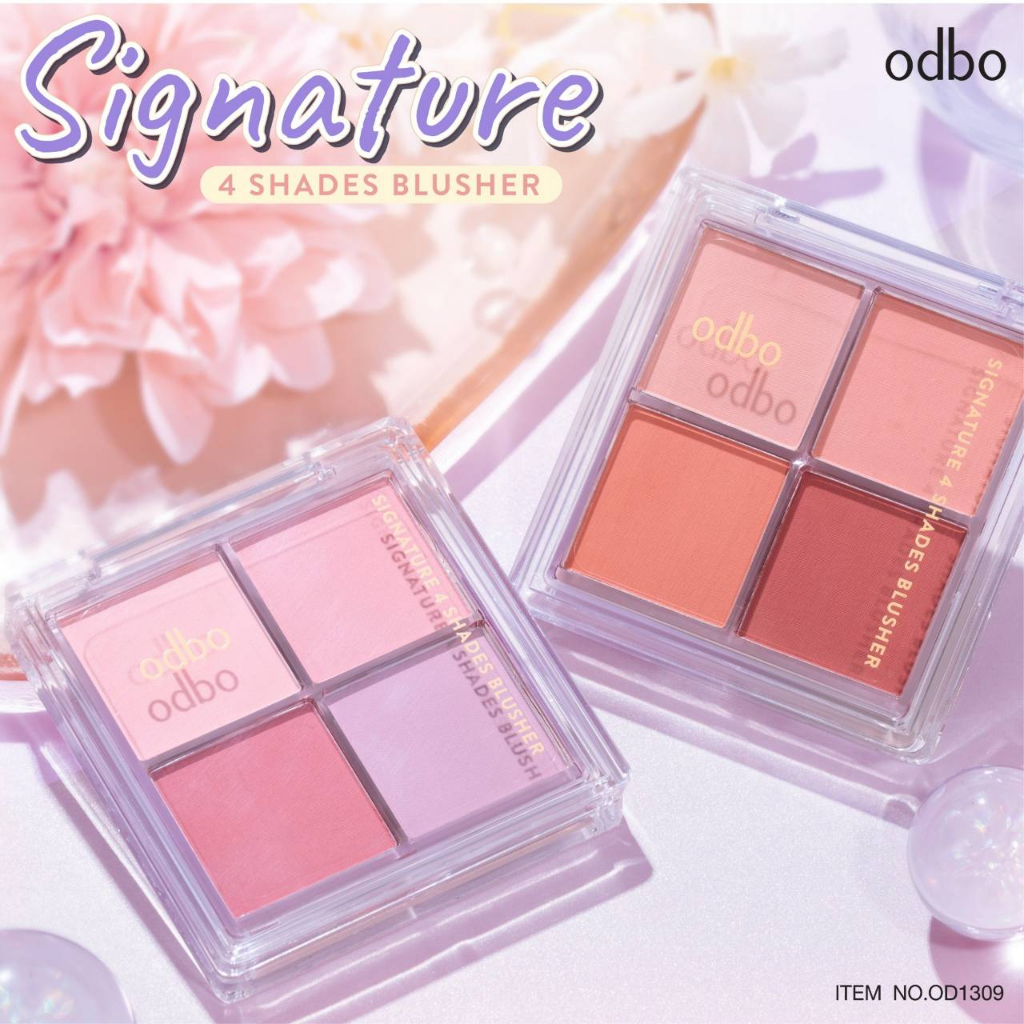 ODBO SIGNATURE 4 SHADES BLUSHER OD1309 โอดีบีโอ ซิกเนเจอร์ โฟร์ เฉดส์ บลัชเชอร์ บลัชออนพาเลท 4 ...