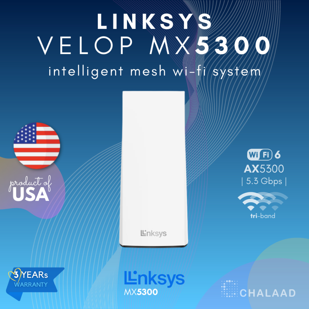 Linksys Velop MX5300 - Tri-Band AX5300 Mesh WiFi 6 Router เราเตอร์ไวไฟ 6 ระบบเมช LSS-MX5300-AH ...