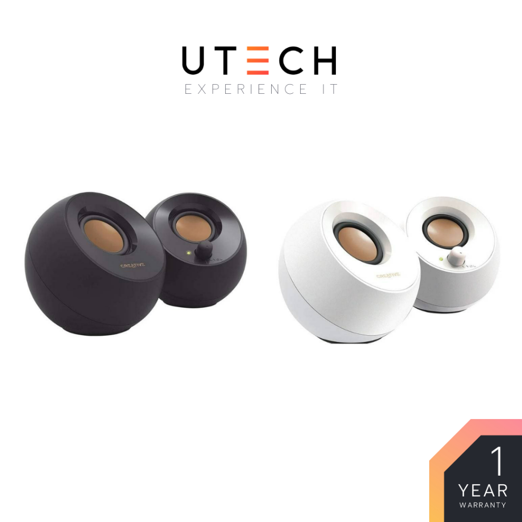 CREATIVE SPEAKERS PEBBLE DESKTOP USB 2.0 SPEAKERS Black White by UTECH ...