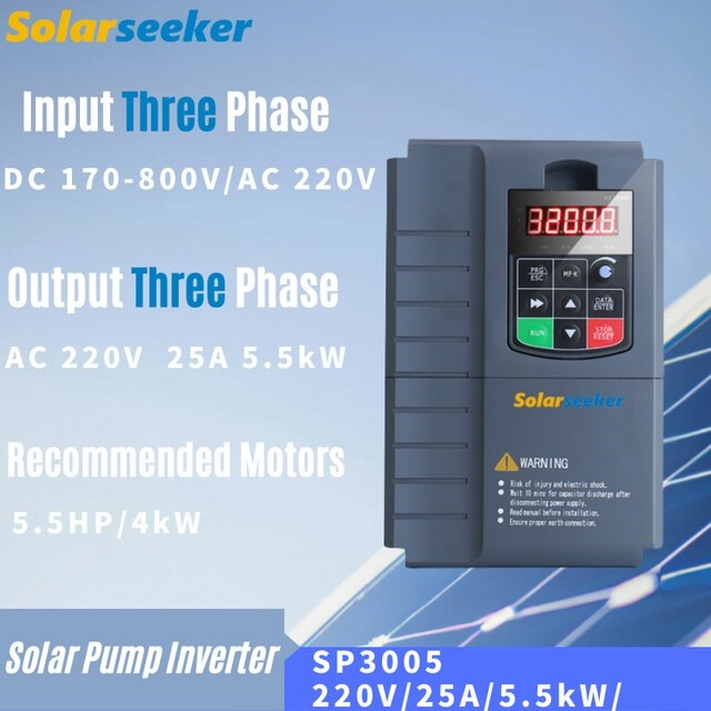 SP3005/220V/ 5.5kW/ Output 220v 3-Phase/ Solar Pump Inverter,AC Drives ...