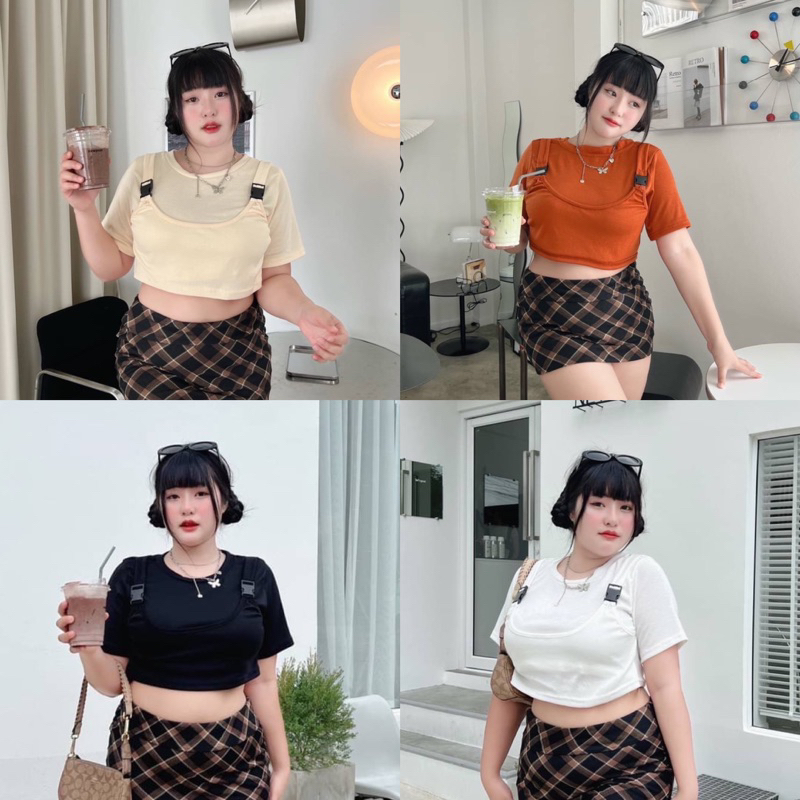 เสื้อสาวอวบ ใส่สบาย สายคอนเทนน์ สไตล์Y2K | Shopee Thailand