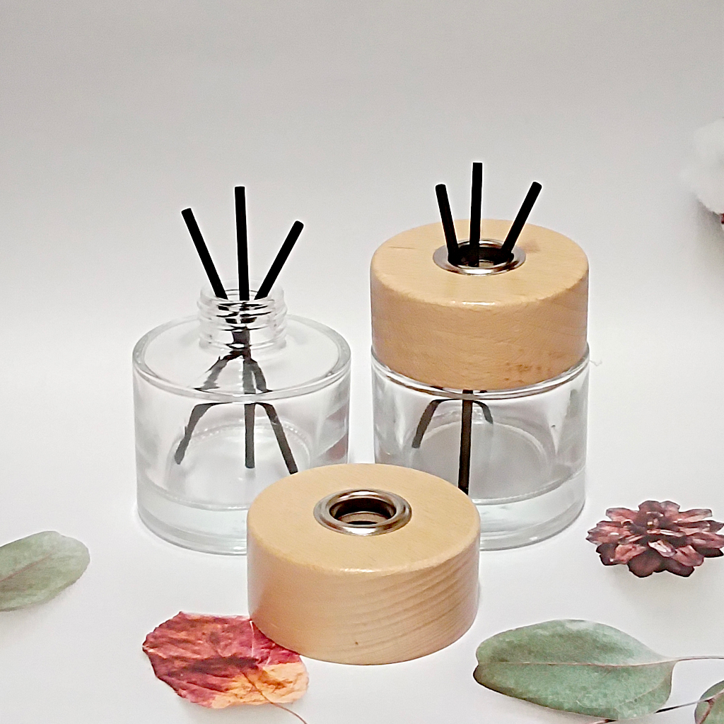 Diffuser Bottles ขวดแก้วก้านไม้กระจายกลิ่น ขนาด 90 ml มาพร้อมฝาลายไม้มี ...