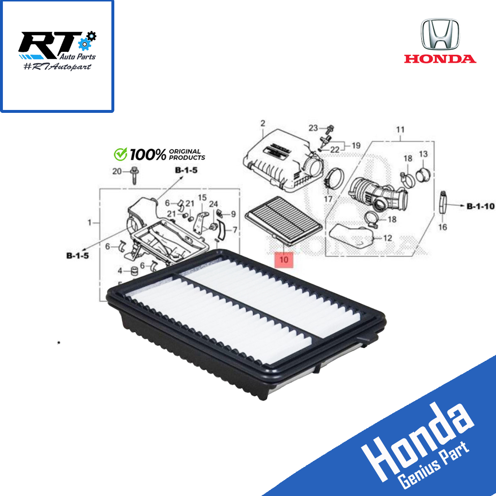 Honda กรองอากาศ City 1.0 Turbo ปี19-25 แท้ / 17220-62K-Z01 | Shopee ...