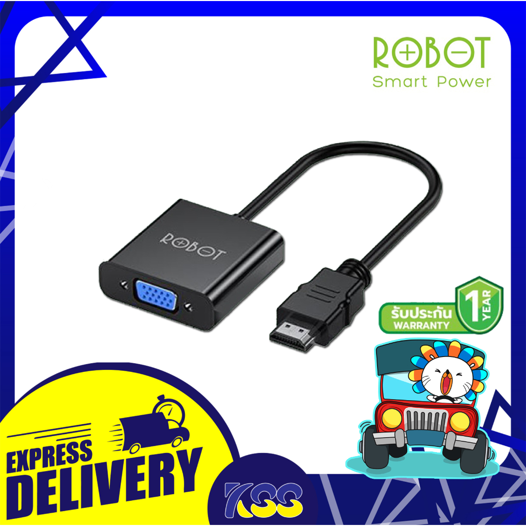 สายแปลงสัญญาณ อุปกรณ์แปลงภาพ Robot rhv10 hdmi to vga converter Full hd ...