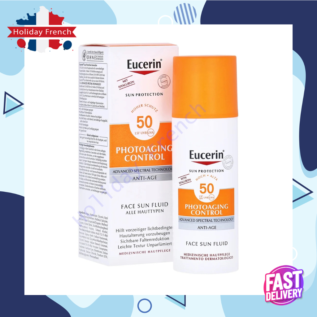 Eucerin Photoaging Control Anti age sun fluid SPF50 50ml / Eucerin Sun Age Repair Serum แพคเกจ ...