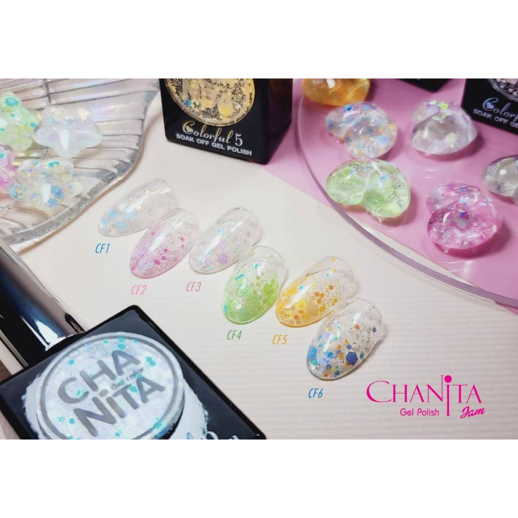 เซตสีเจลกลิ๊ตเตอร์ 6สี 'Colorful'collection CF1-CF6 gel Chanita brand พร้อมส่ง | Shopee Thailand