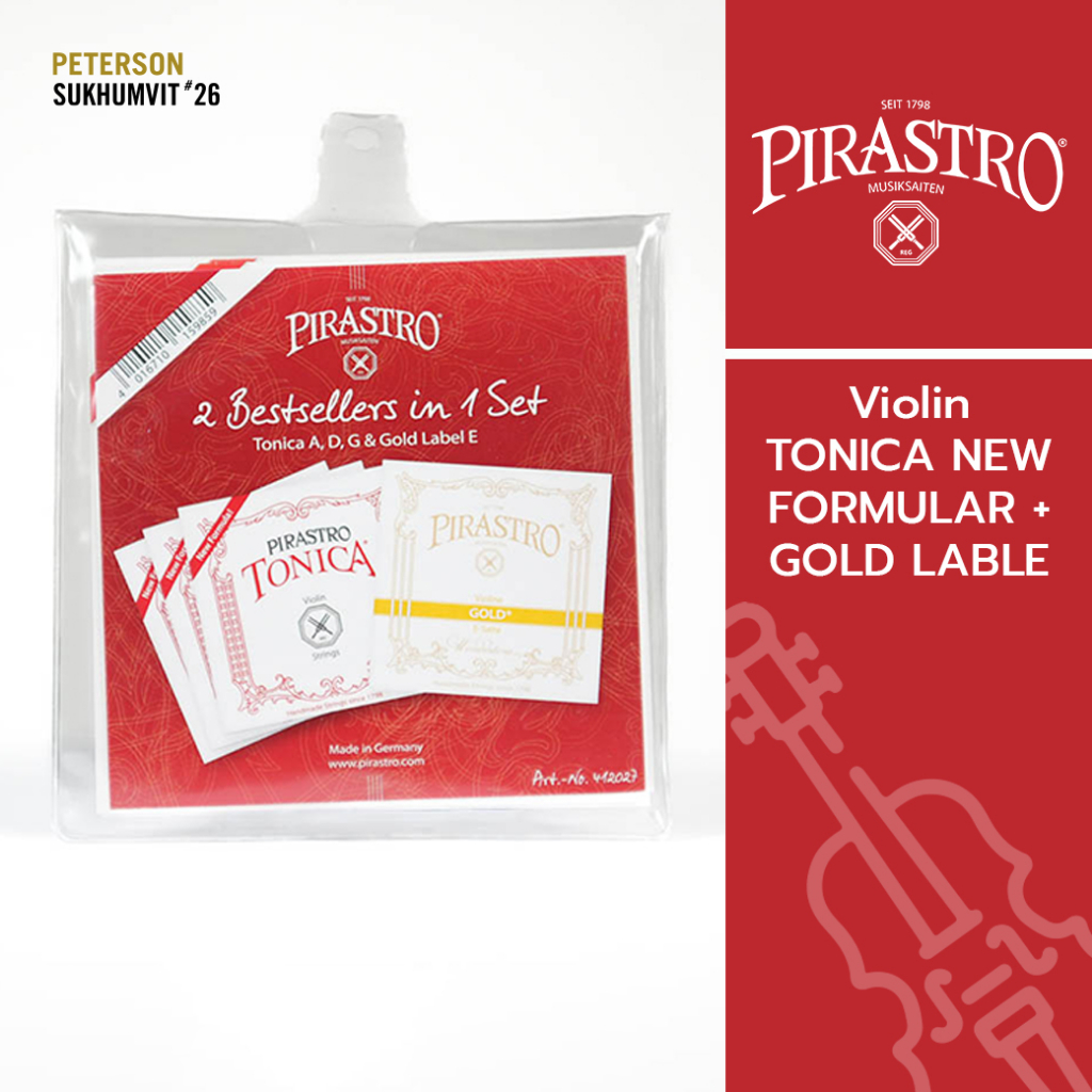 ชุดสายไวโอลิน PIRASTRO TONICA NEW FORMULAR + GOLD LABLE VIOLIN SET 4/4 ผลิตในเยอรมัน แท้ 100% ...