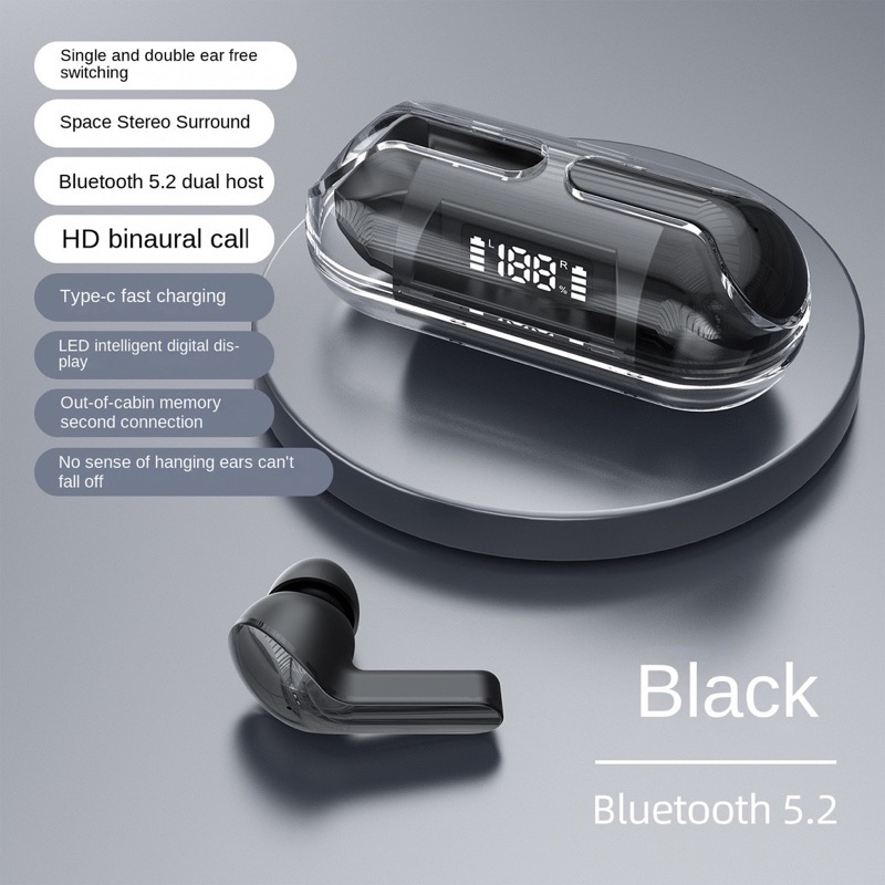 HQ23 TWS5.3 หูฟังบลูทู ธ แบบ High End Clear Case, หูฟังไร้สายในหูลดเสียงรบกวน, จอแสดงผลดิจิตอล ...