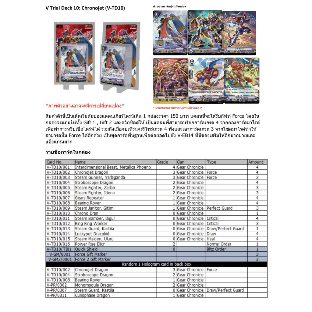 พร้อมส่งแล้ว VGT-V-TD10&12 (VGT-V-TD10) (VGT-V-TD11) (VGT-V-TD12) ชุดพร้อมเล่น แวนการ์ด ภาษาไทย ...