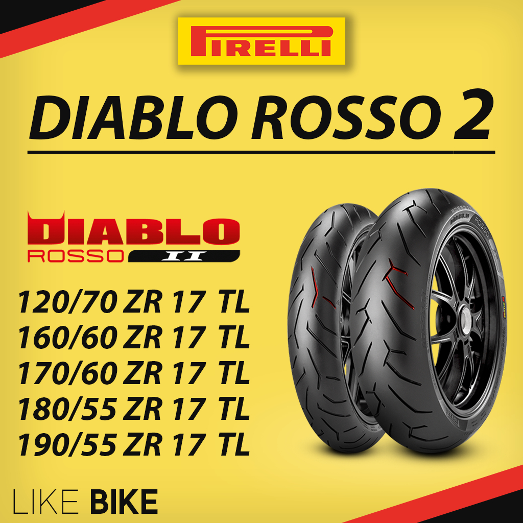 ยาง Pirelli diablo rosso2 พีรารี่ ยางรถมอเตอไซค์ 120/70 ZR17 160/60 ZR17 180/55 ZR17 190/55 ZR17 ...