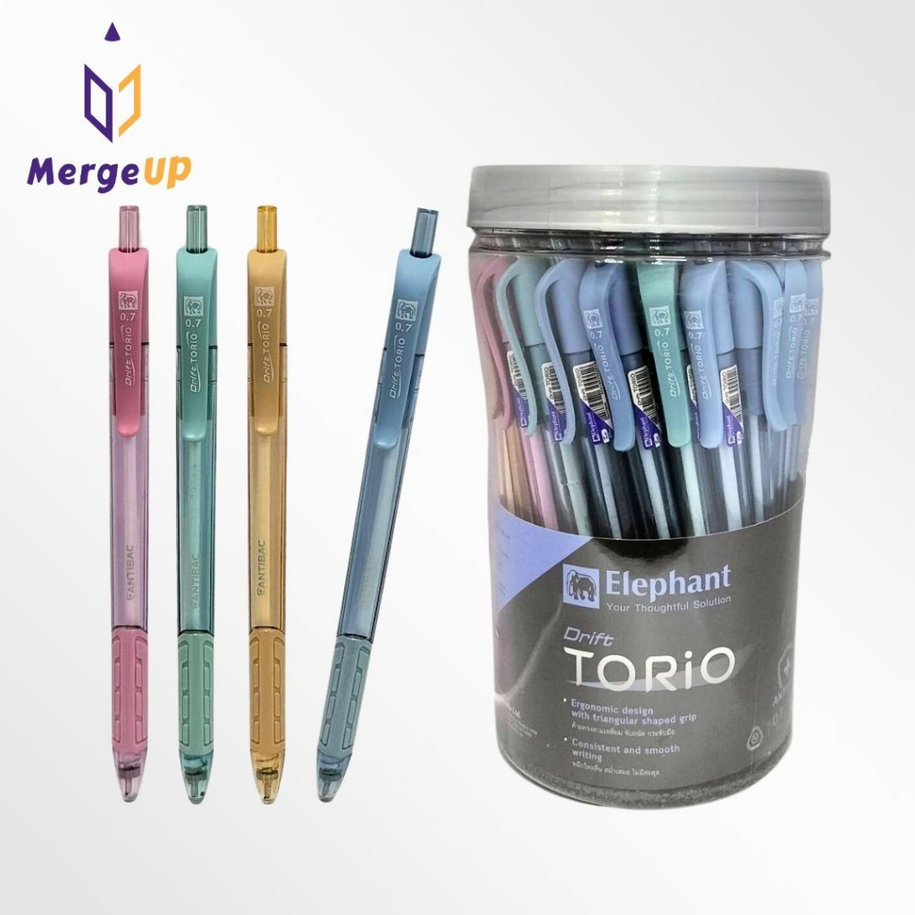 ปากกาลูกลื่น ตราช้าง Elephant 0.7 Drift Torio ปากกา หมึกน้ำเงิน หมึกแดง ...