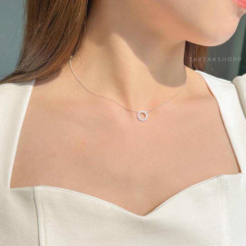 Amity Necklace Cz S925 | สร้อยวงกลมCzเงินแท้92.5% | Shopee Thailand