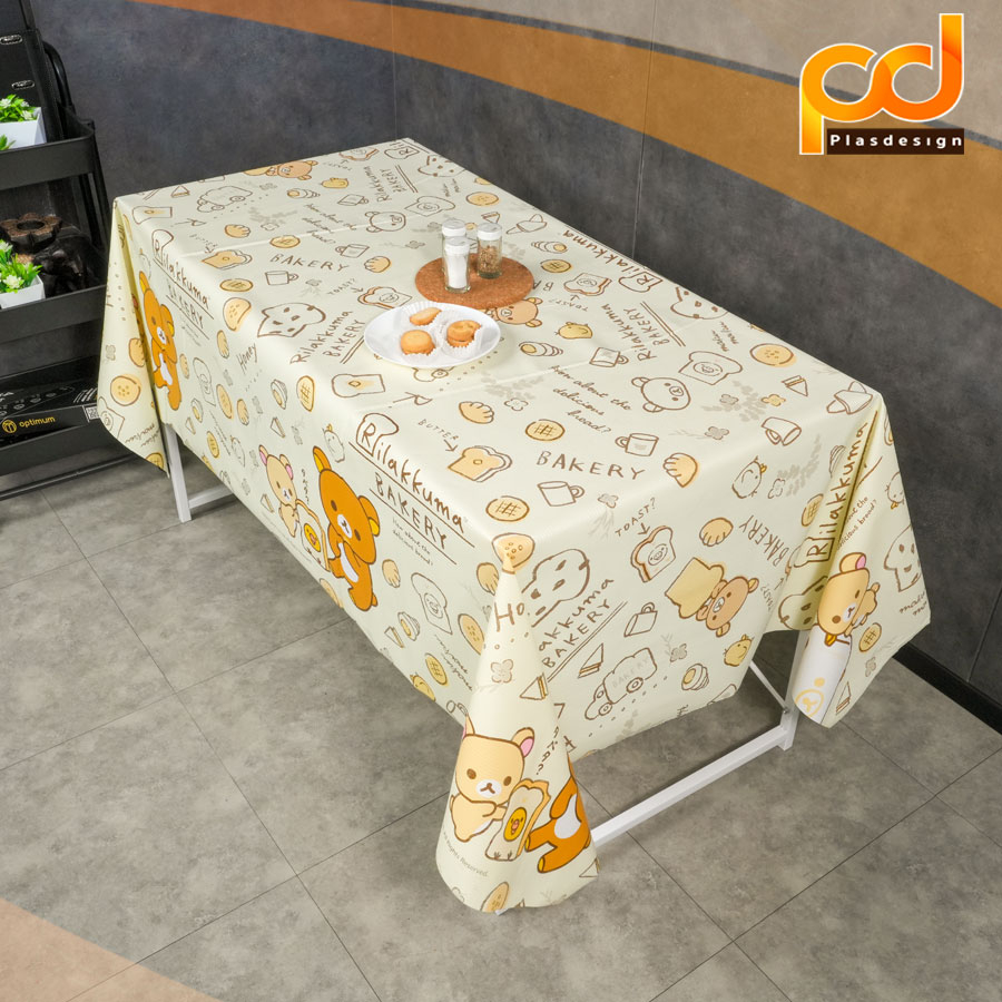 ปูโต๊ะหลังผ้า ยาว 2 เมตร ลิขสิทธิ์แท้ ลายkuma Bread-Beige สีเหลือง ...