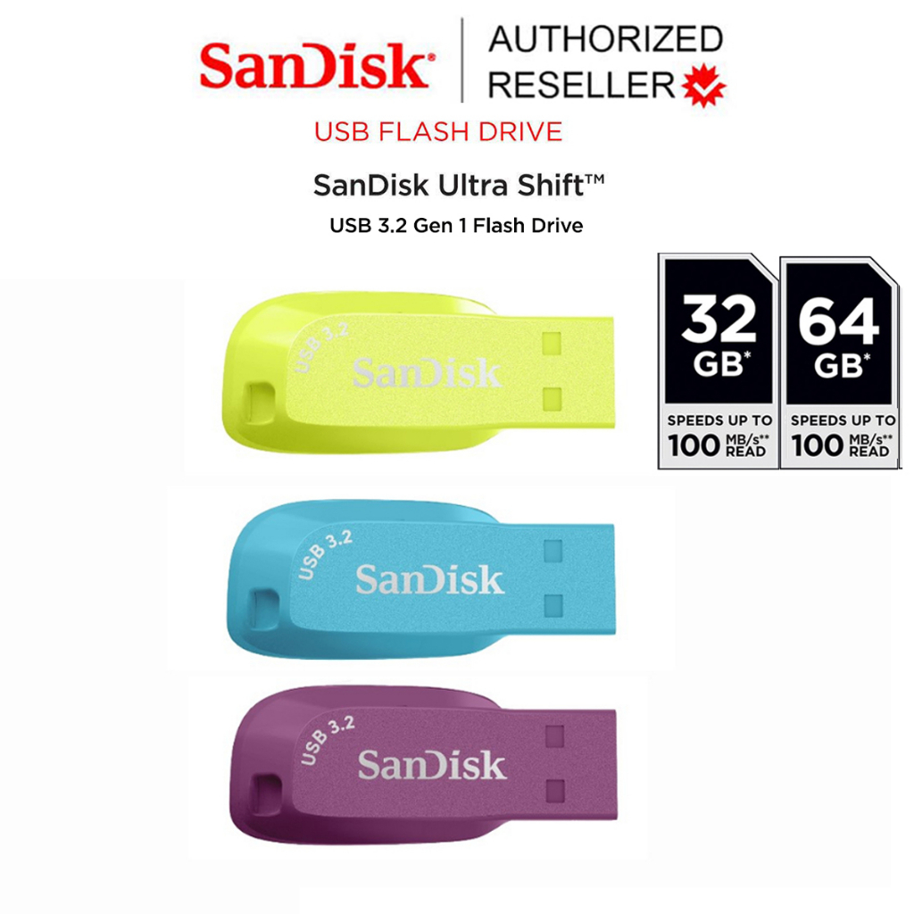 SanDisk Ultra Shift USB 3.2 Gen 1 Flash Drive (SDCZ410 EP BB CO) 32GB ...