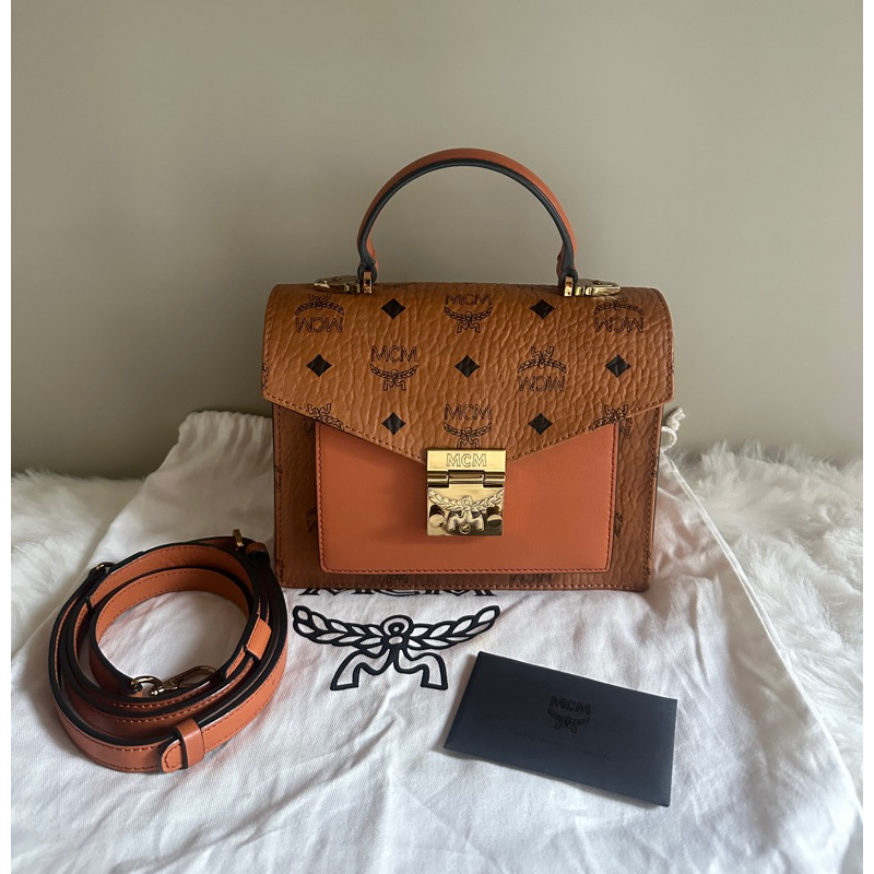 Like new MCM Small Tracy Satchel in Visetos | Shopee Thailand