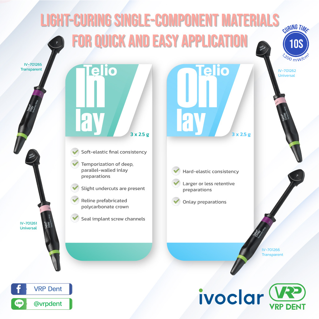 Telio Inlay / Onlay temporary filling IV-70126X 3 x 2.5 g | Shopee Thailand