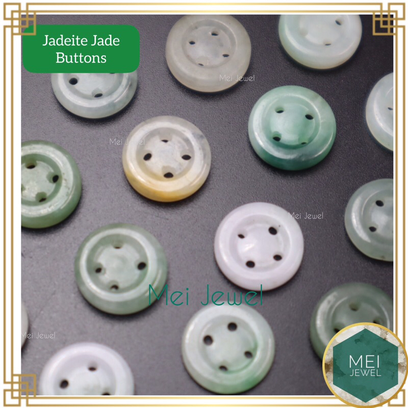 Jadeite Jade Buttons กระดุมหยกพม่า หยกเจไดต์ Type A 12mm x 3mm | Shopee ...