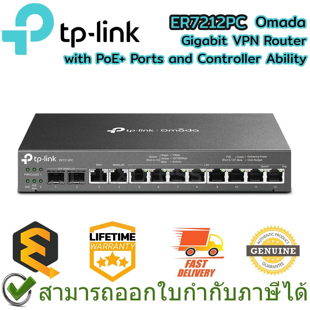 TP-Link ER7212PC Omada Gigabit VPN Router with PoE+ Ports and ...