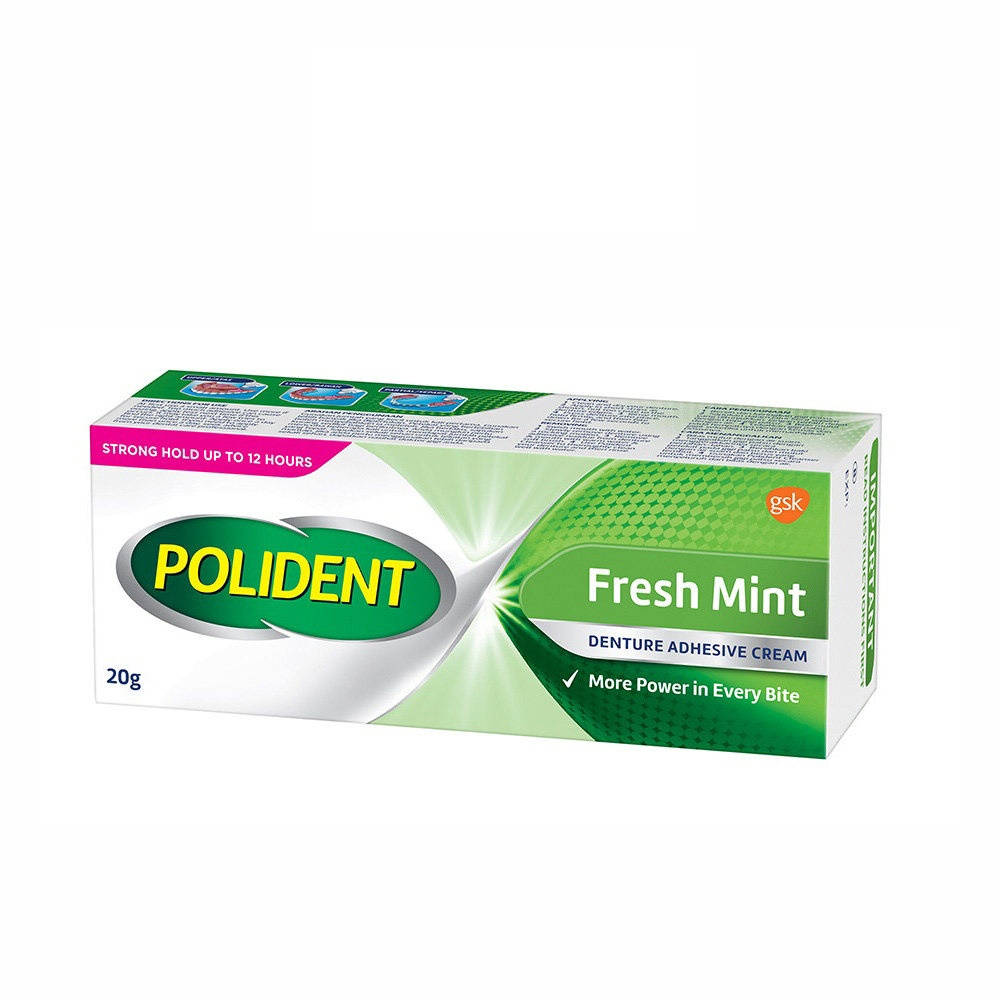 Polident ครีมติดฟันปลอม โพลิเดนท์(20, 60 กรัม) Fresh Mint ใช้สำหรับติด ...