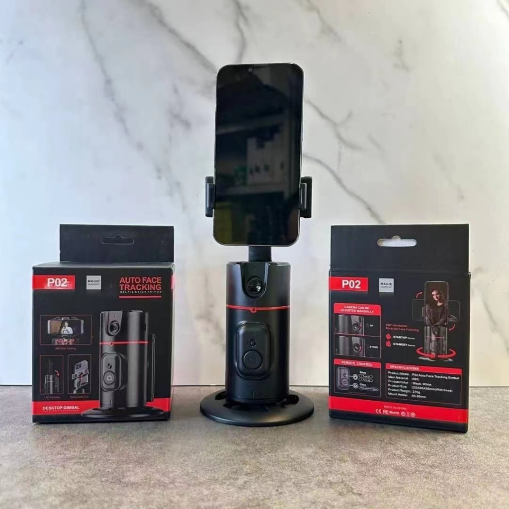0TELESIN P02 ถ่ายภาพอัจฉริยะ Gimbal Selfie 360° Rotation Auto Face TRACKING 360°การติดตามใบหน้า ...